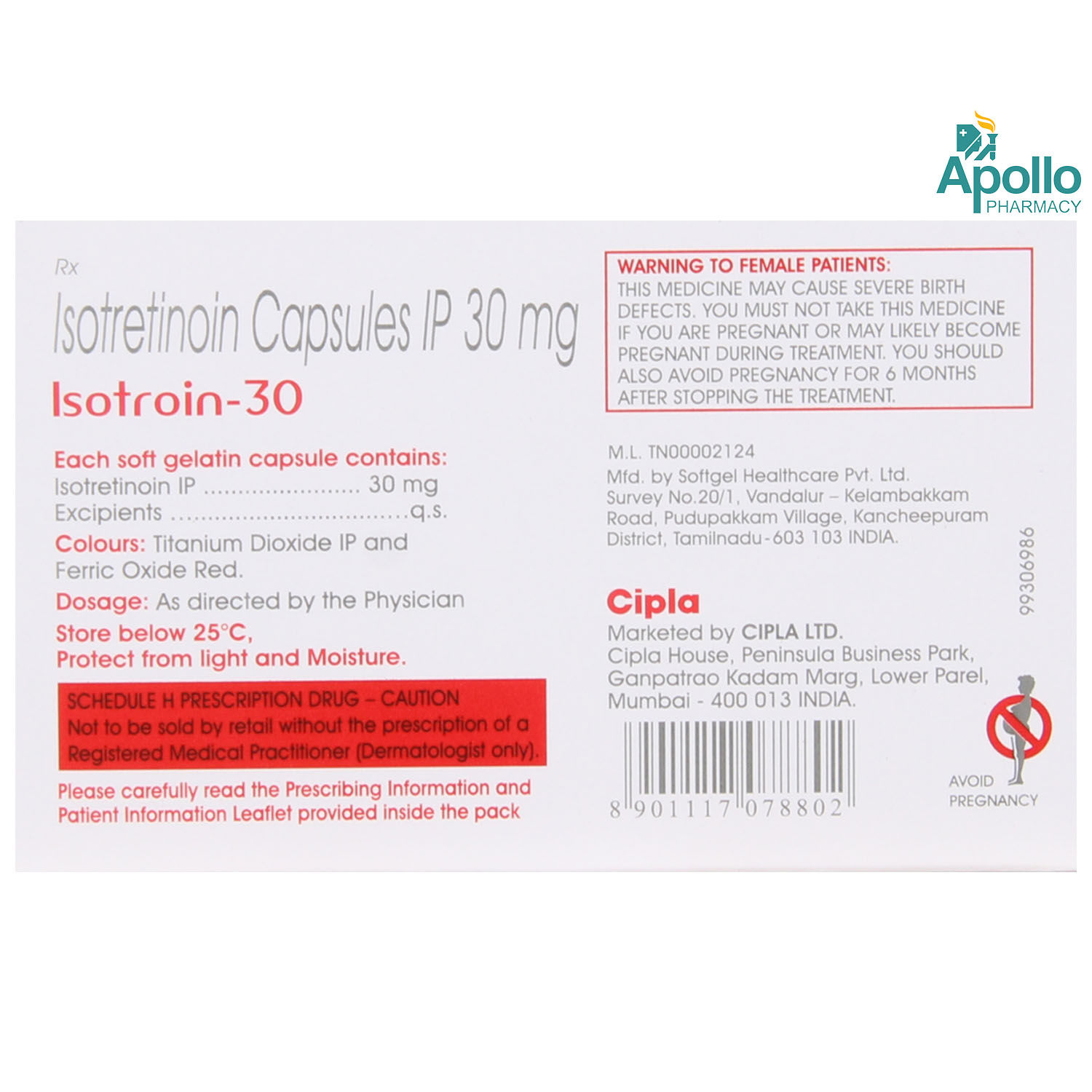 Isotroin-30 Capsule 10's Price, Uses, Side Effects, Composition ...