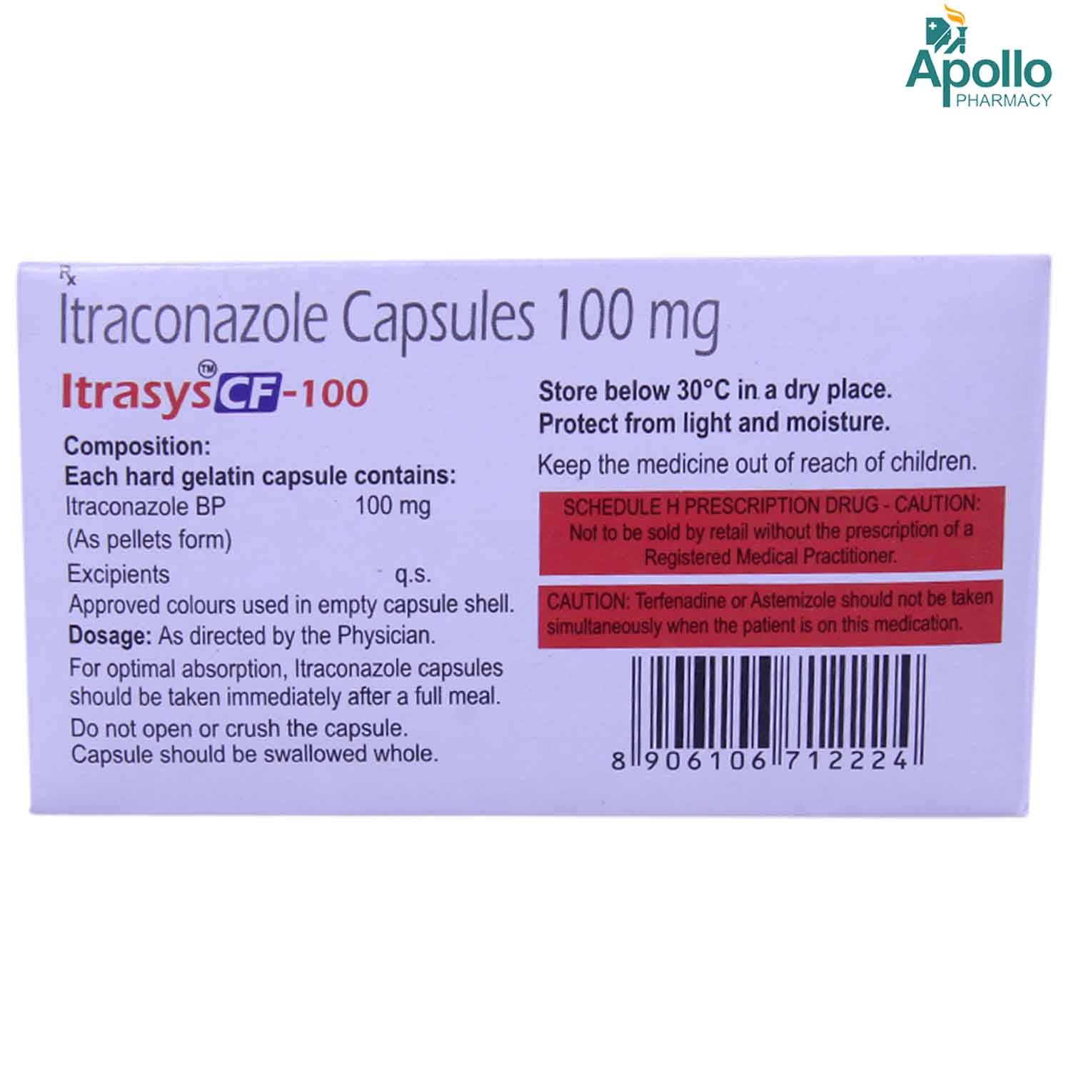 Itrasys CF 100 Capsule 4's Price, Uses, Side Effects, Composition ...