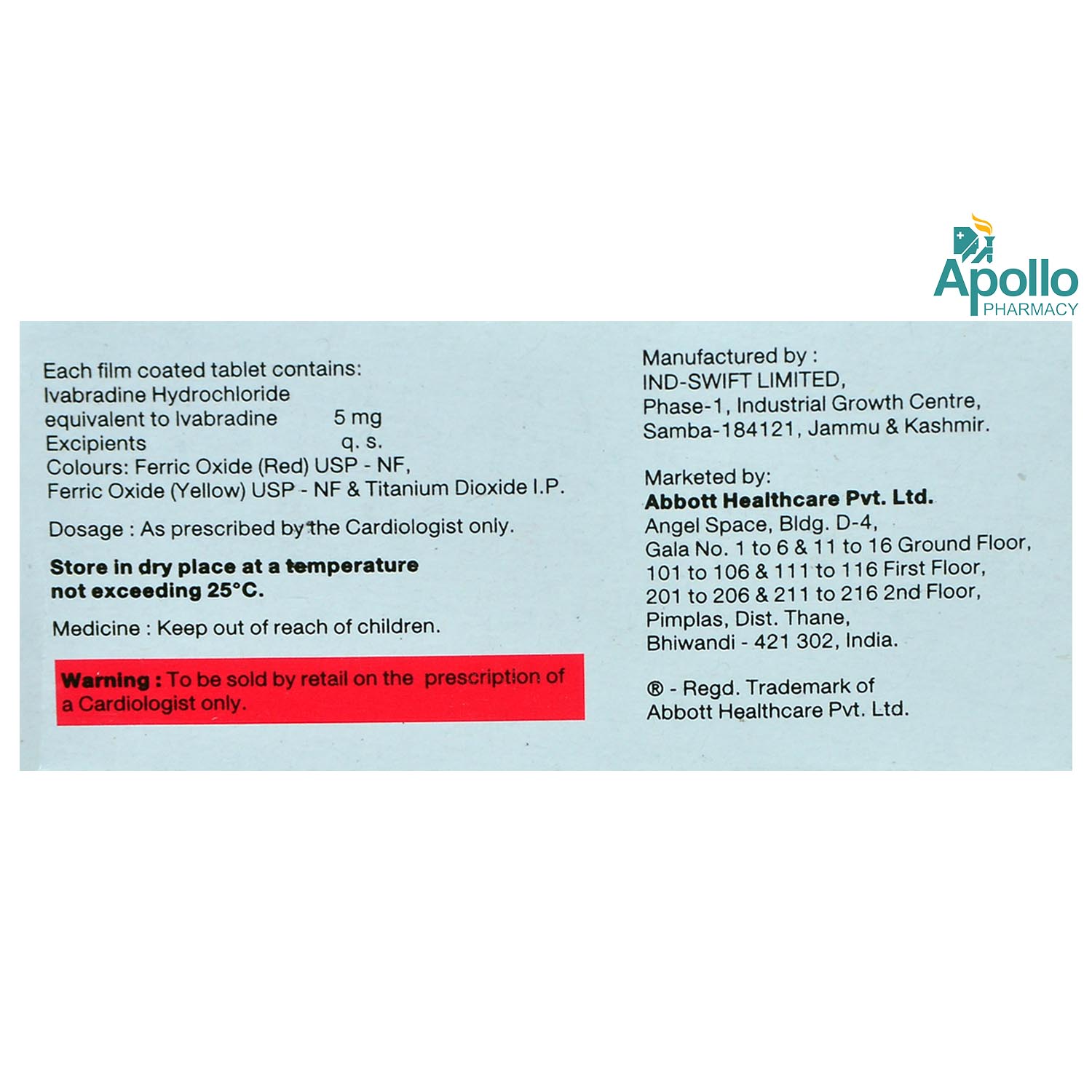 Ivabid 5 Tablet 14's Price, Uses, Side Effects, Composition - Apollo ...