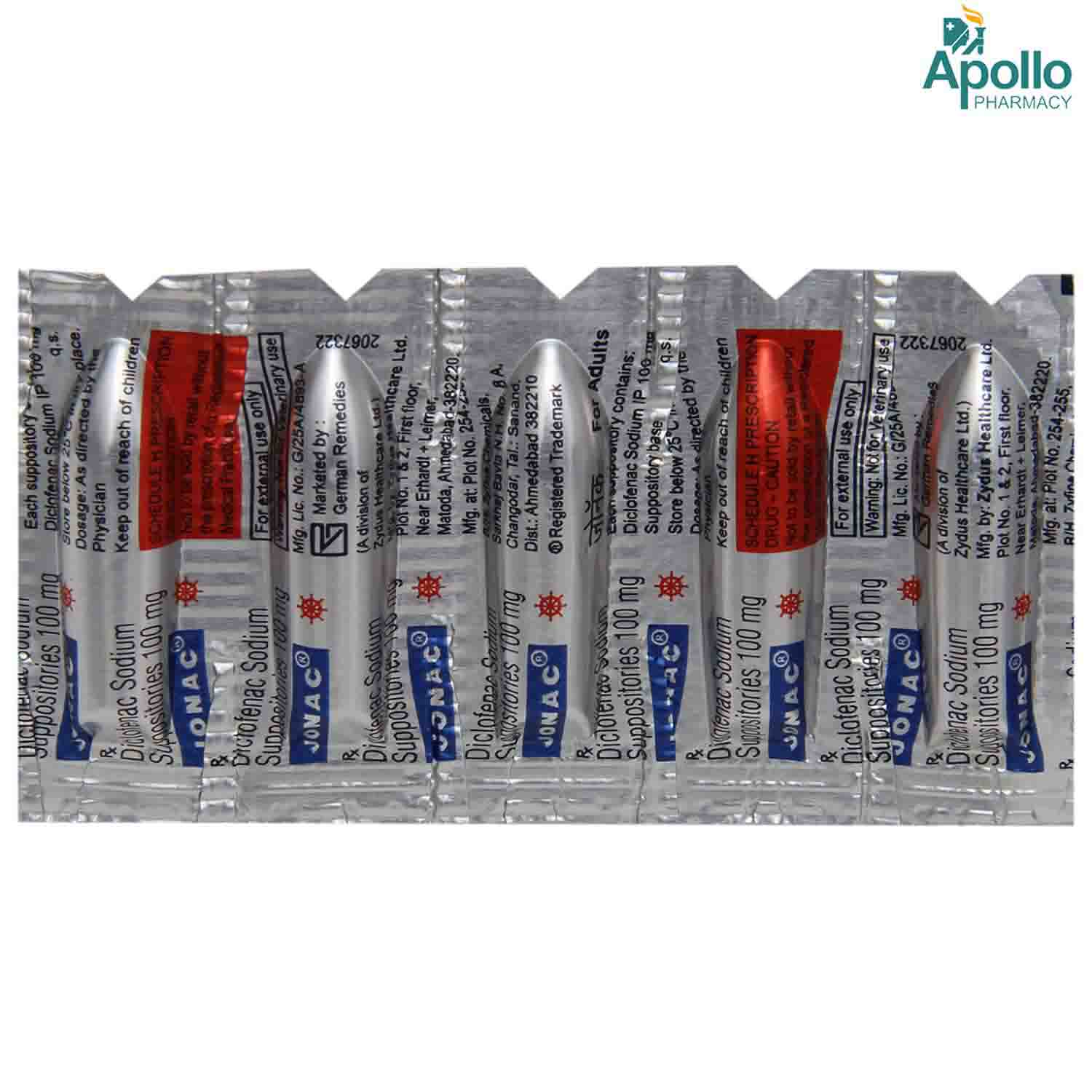 Jonac Suppositories 5's Price, Uses, Side Effects, Composition - Apollo ...