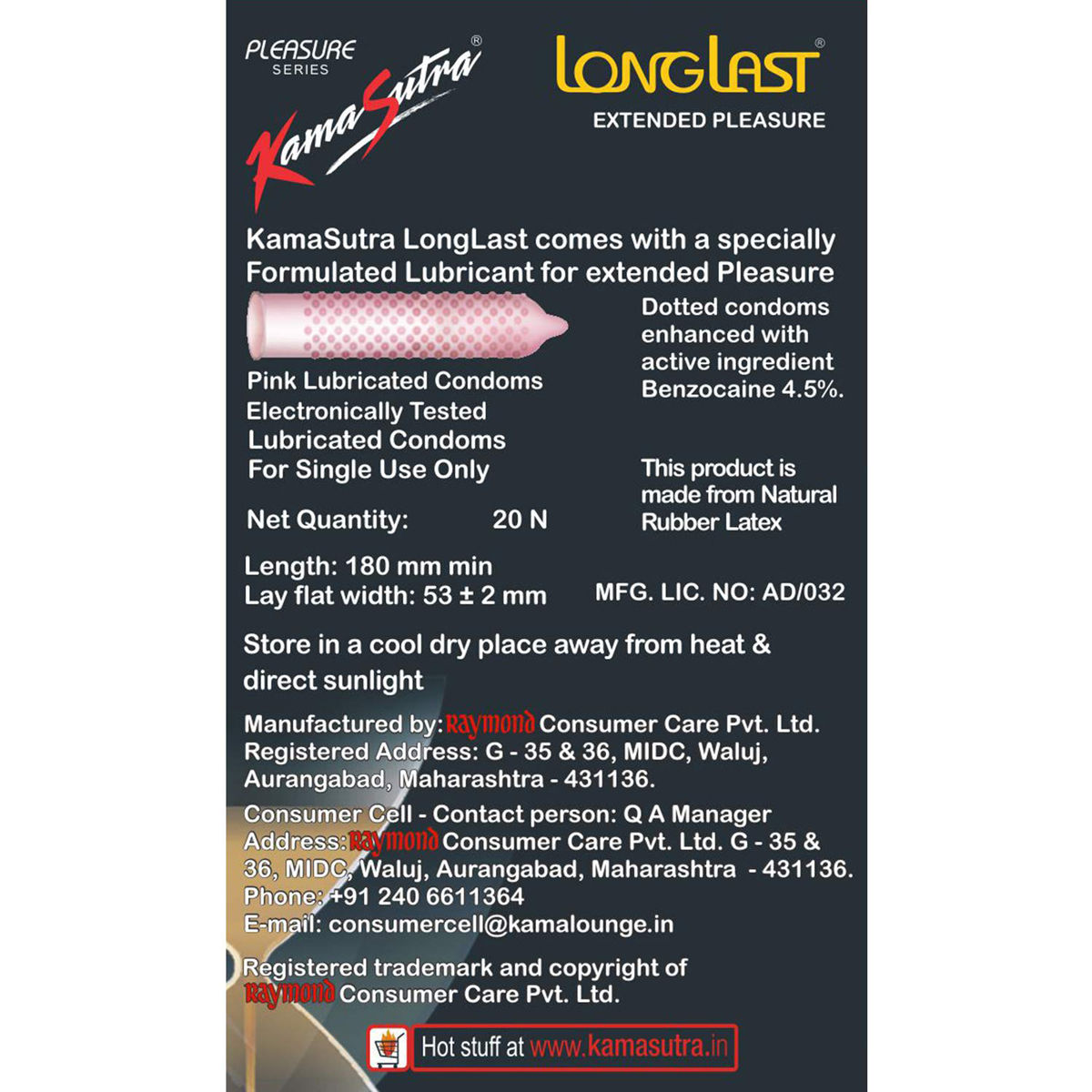Kamasutra Longlast Condoms, 20 Count Price, Uses, Side Effects ...