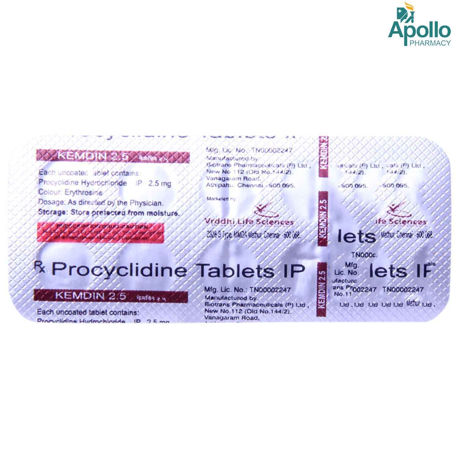 KEMDIN 2.5MG TABLET 10'S Price, Uses, Side Effects, Composition ...