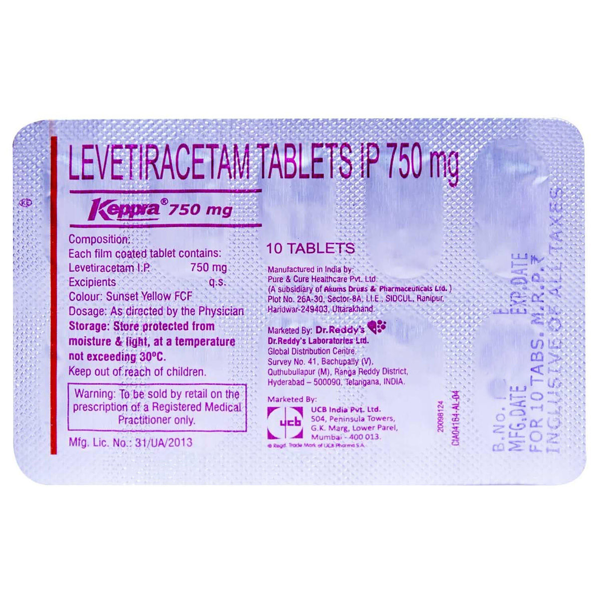 Keppra 750 mg Tablet 10's Price, Uses, Side Effects, Composition ...