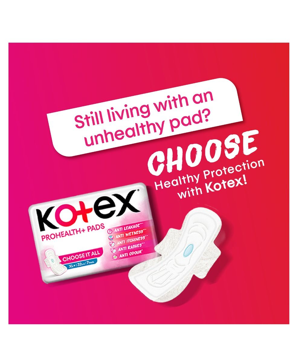Kotex Prohealth+ Sanitary Pads XL, 40 Count Price, Uses, Side Effects ...