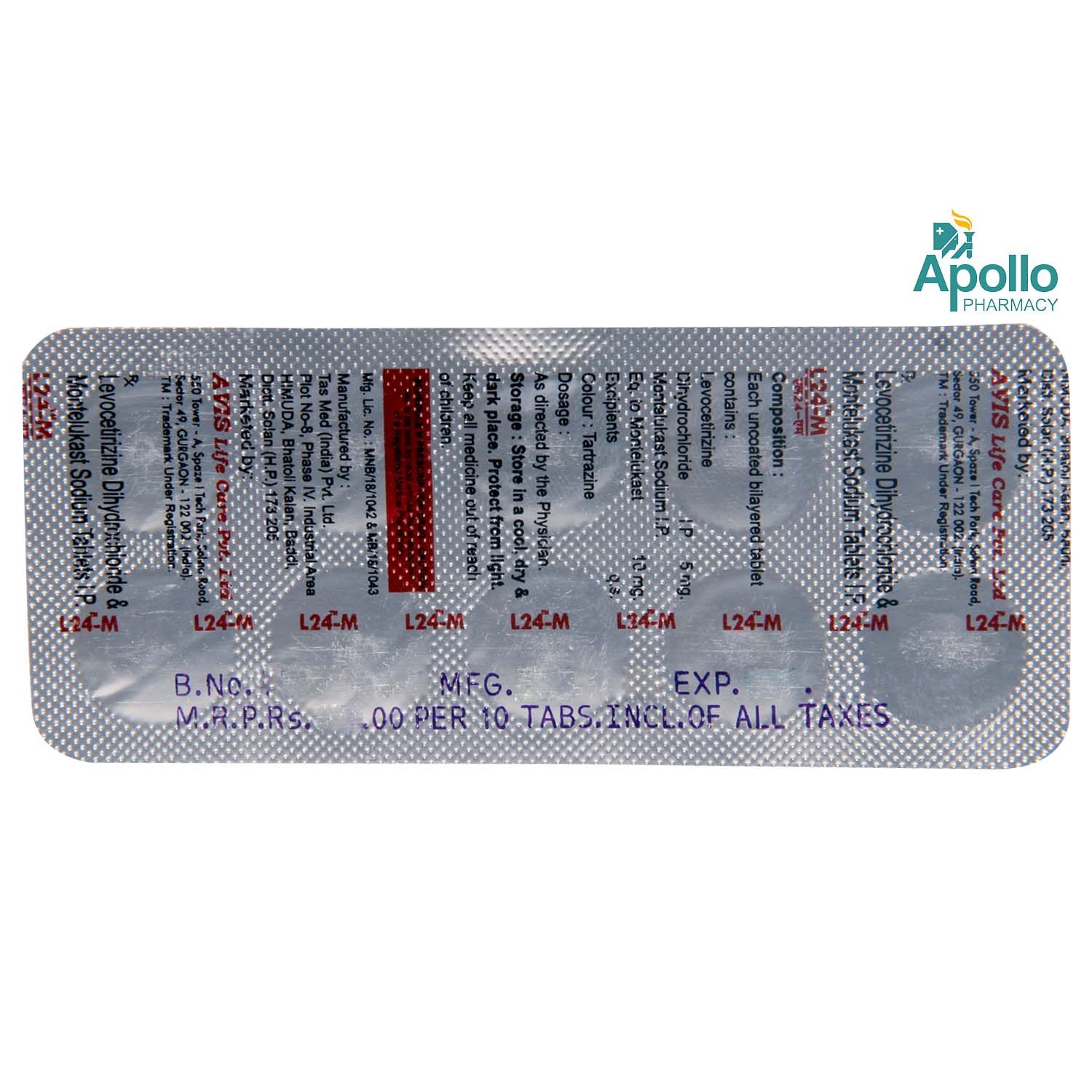 L 24 M Tablet 10's Price, Uses, Side Effects, Composition - Apollo Pharmacy