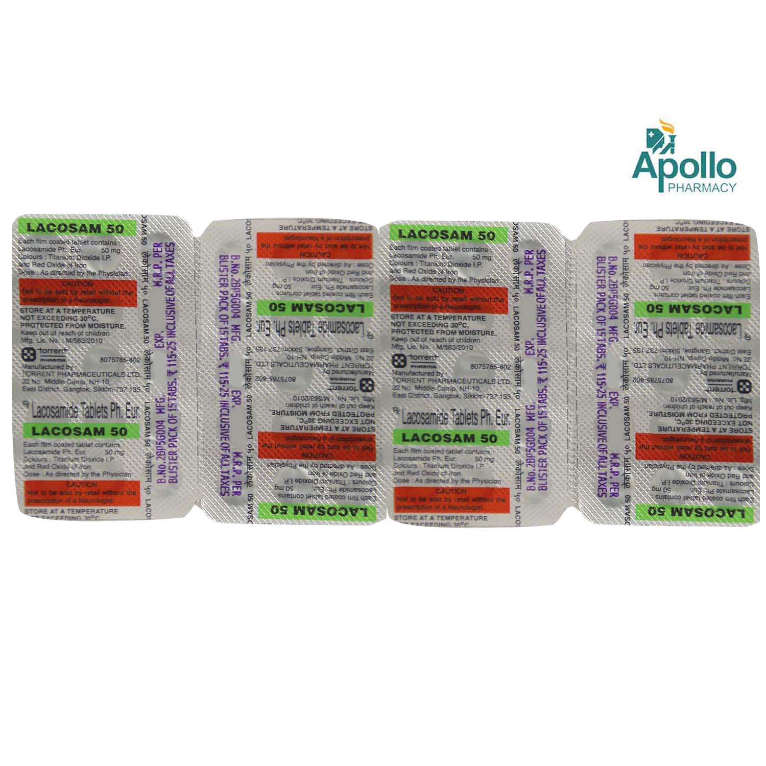 Lacosam 50 Tablet 15's Price, Uses, Side Effects, Composition - Apollo ...