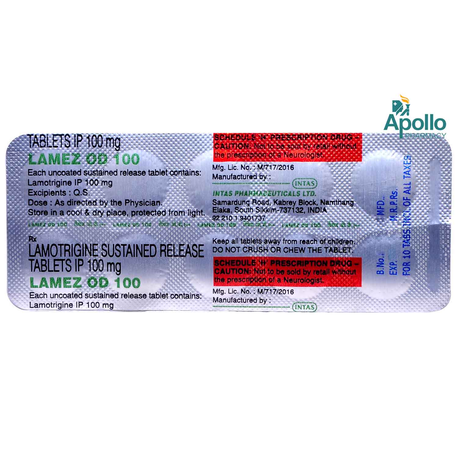Lamez OD 100 Tablet 10's Price, Uses, Side Effects, Composition ...