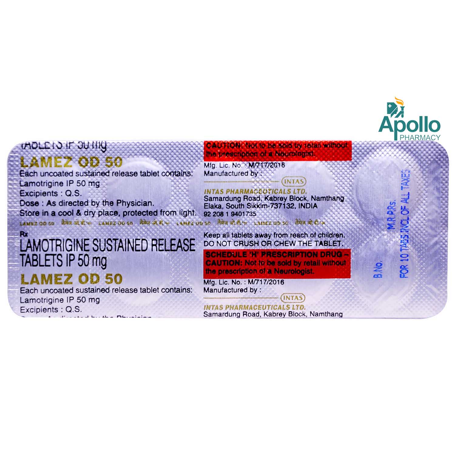 LAMEZ OD 50MG TABLET Price, Uses, Side Effects, Composition - Apollo ...