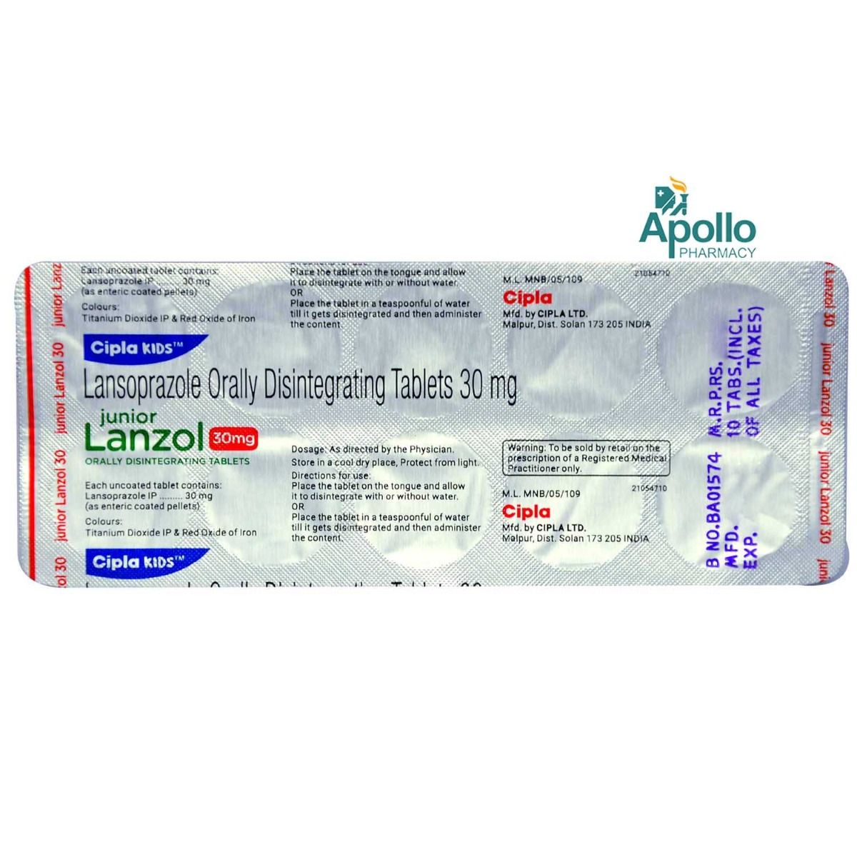 Lanzol Junior 30mg Tablet 10's Price, Uses, Side Effects, Composition ...