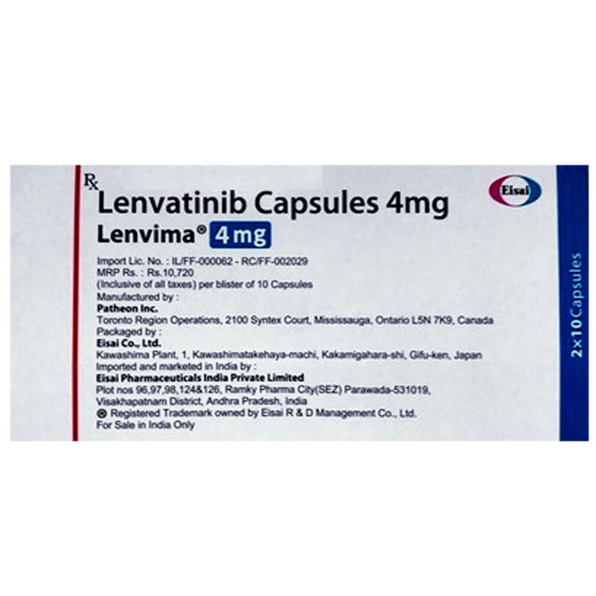 Lenvima 4 mg Capsule 10's Price, Uses, Side Effects, Composition ...