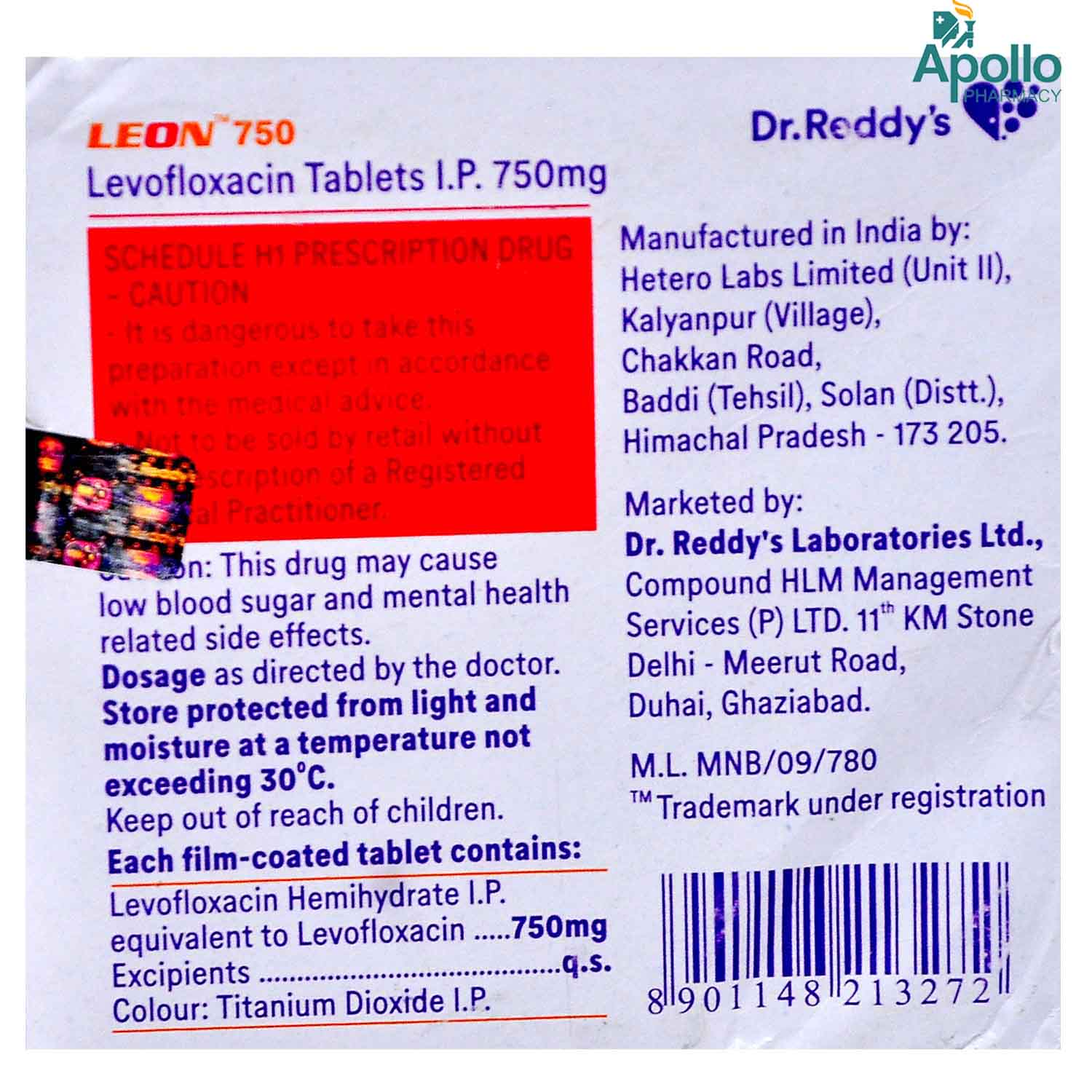 LEON 750MG TABLET Price, Uses, Side Effects, Composition - Apollo Pharmacy