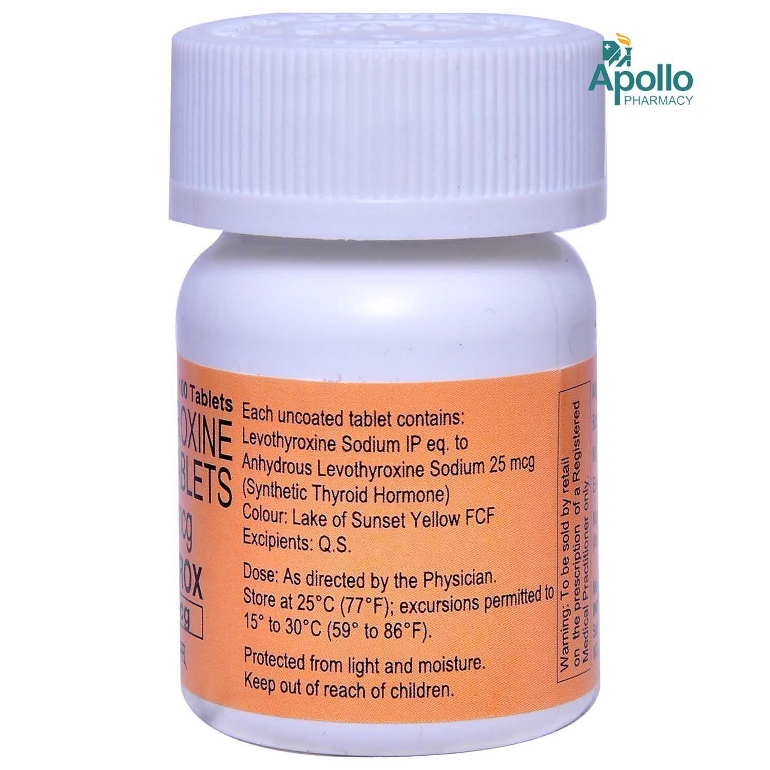 Lethyrox 25 mcg Tablet 100's Price, Uses, Side Effects, Composition ...