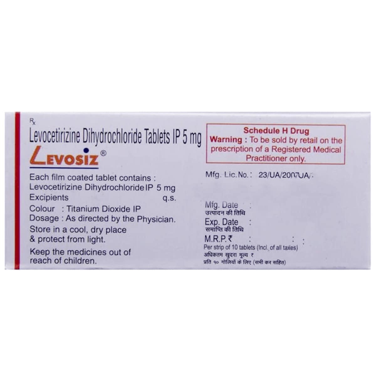 Levosiz Tablet 10's Price, Uses, Side Effects, Composition - Apollo ...