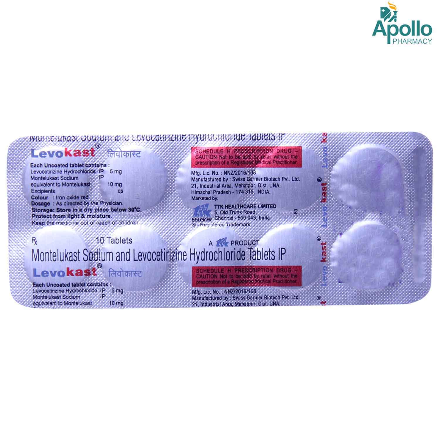 Levokast Tablet 10's Price, Uses, Side Effects, Composition - Apollo ...