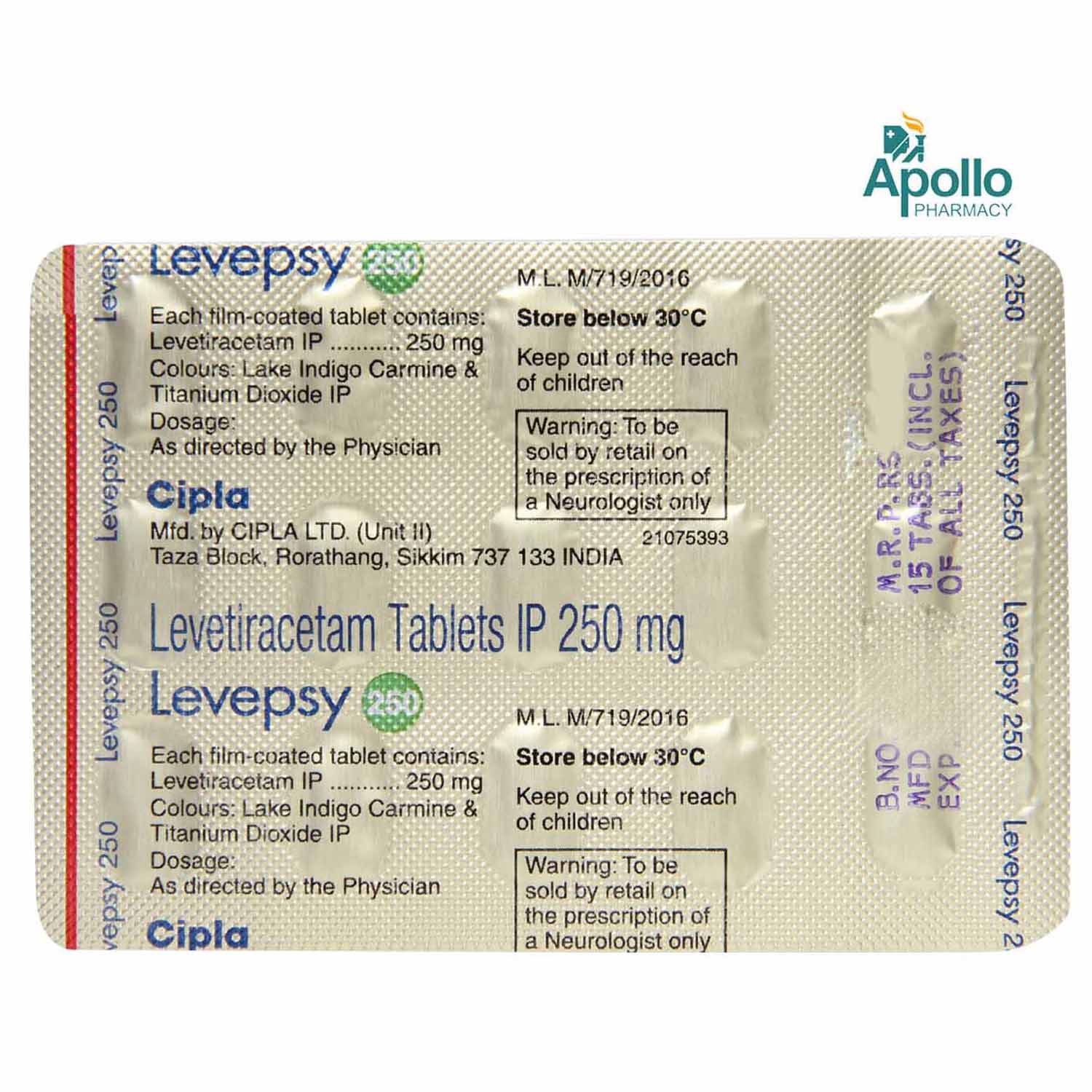 Levepsy 250 Tablet 15's Price, Uses, Side Effects, Composition - Apollo ...