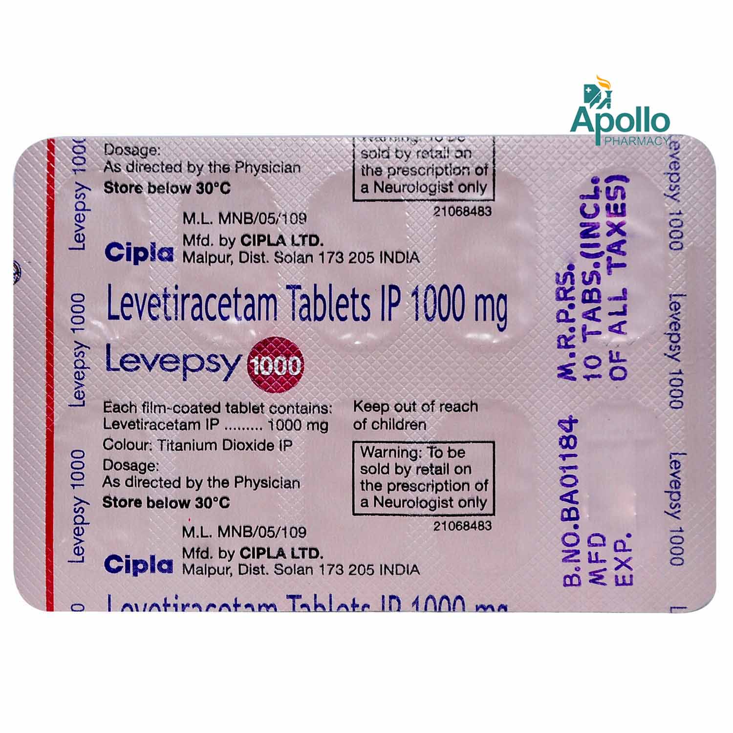 Levepsy 1000 Tablet 10's Price, Uses, Side Effects, Composition ...