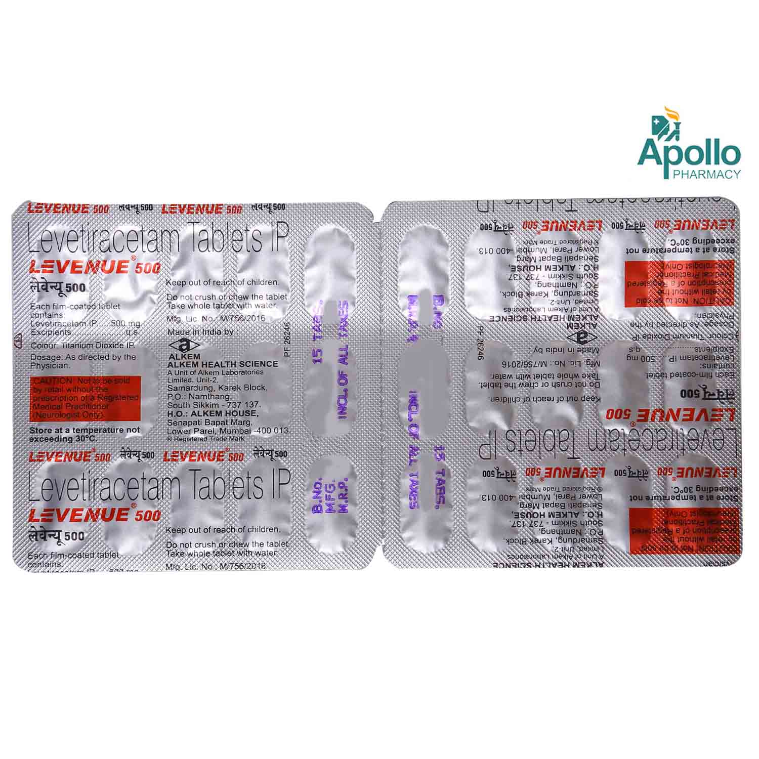 Levenue 500 Tablet 15's Price, Uses, Side Effects, Composition - Apollo ...