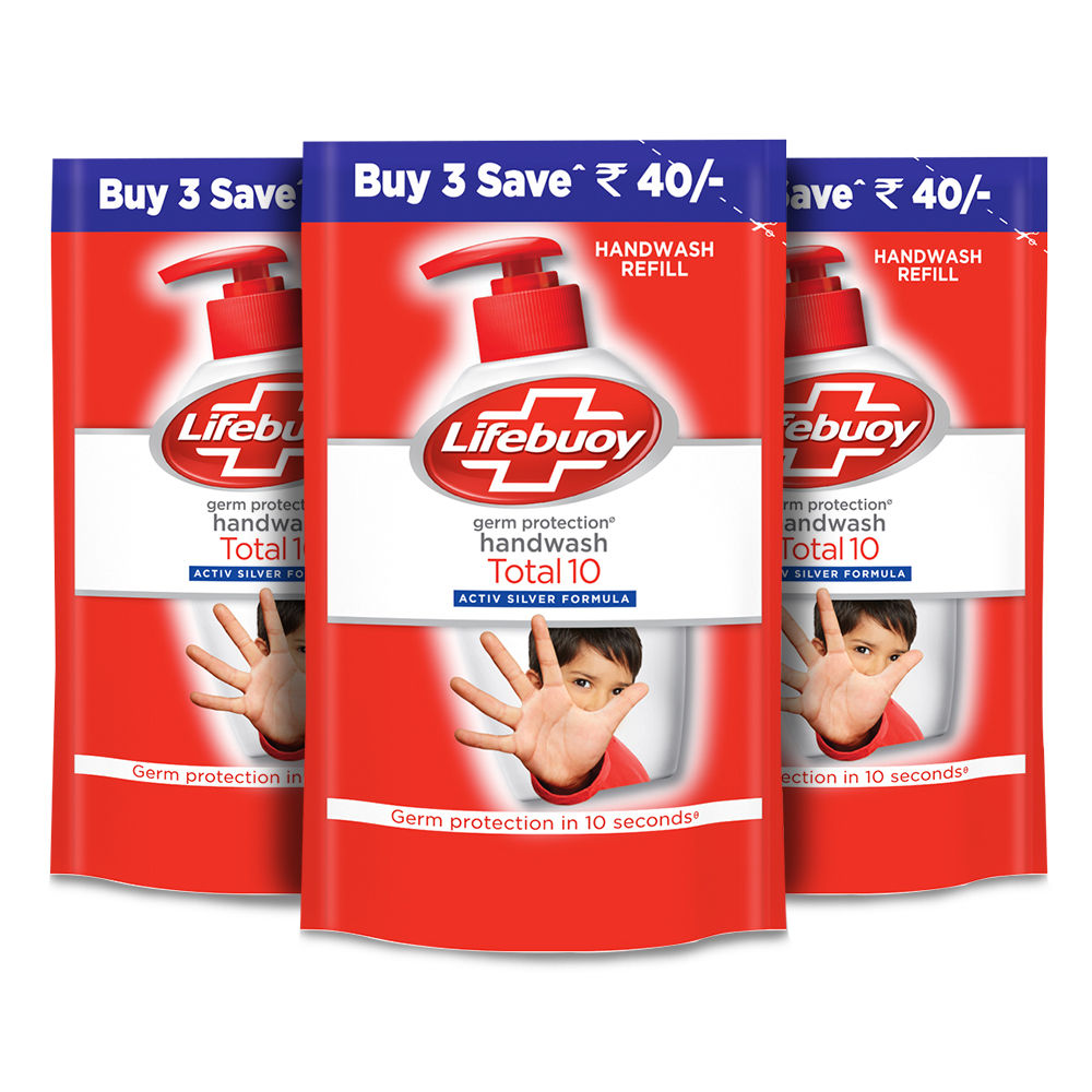 Lifebuoy Total 10 Activ Silver Formula Handwash, 555 ml Refill Pack ...
