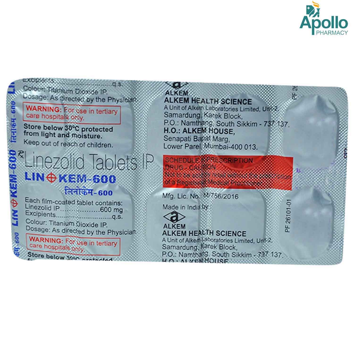 Linokem-600 Tablet 10's Price, Uses, Side Effects, Composition - Apollo ...