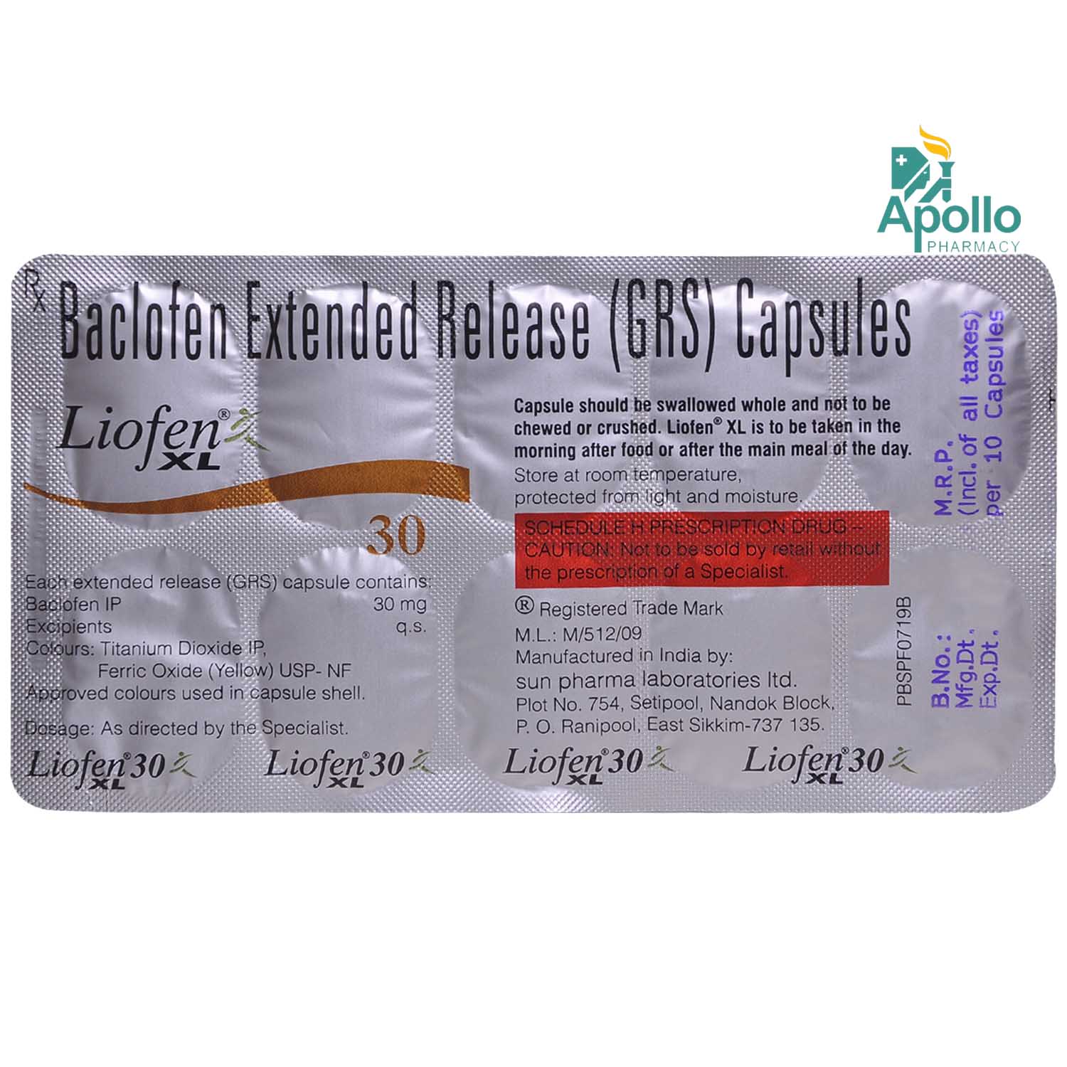 Liofen XL 30 Capsule 10's Price, Uses, Side Effects, Composition ...