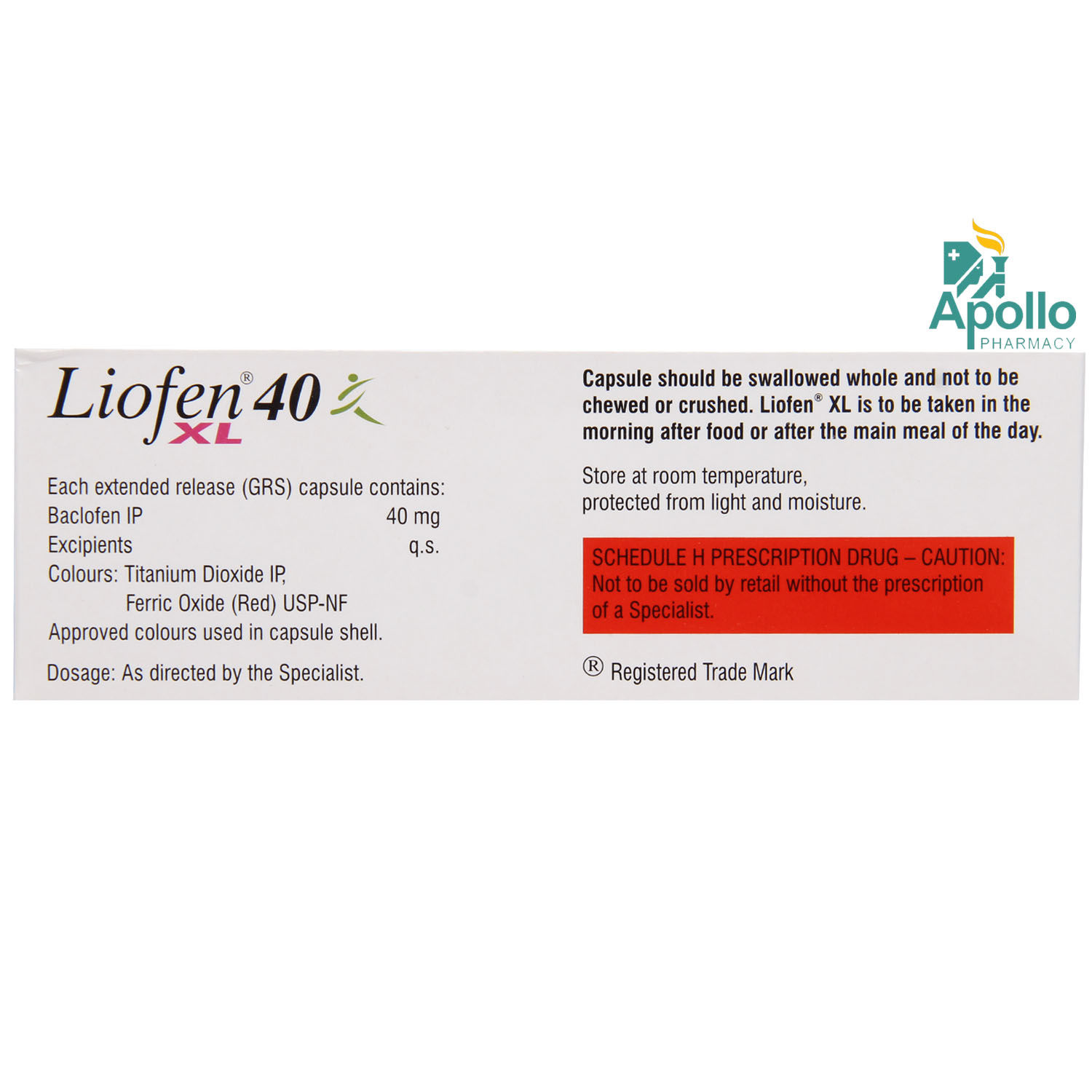 Liofen XL 40 Capsule 10's Price, Uses, Side Effects, Composition ...
