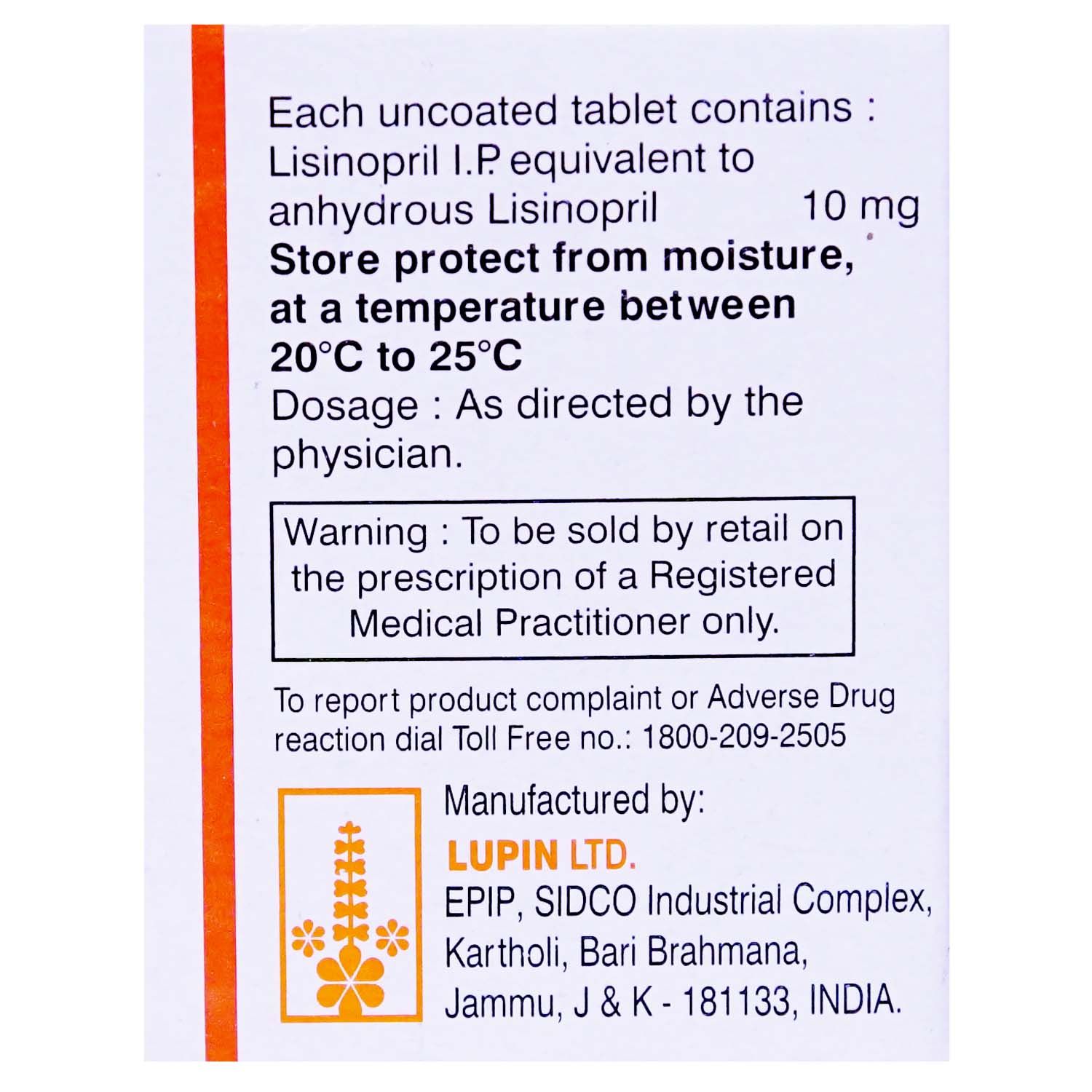 Lipril 10 Tablet 15's Price, Uses, Side Effects, Composition - Apollo ...