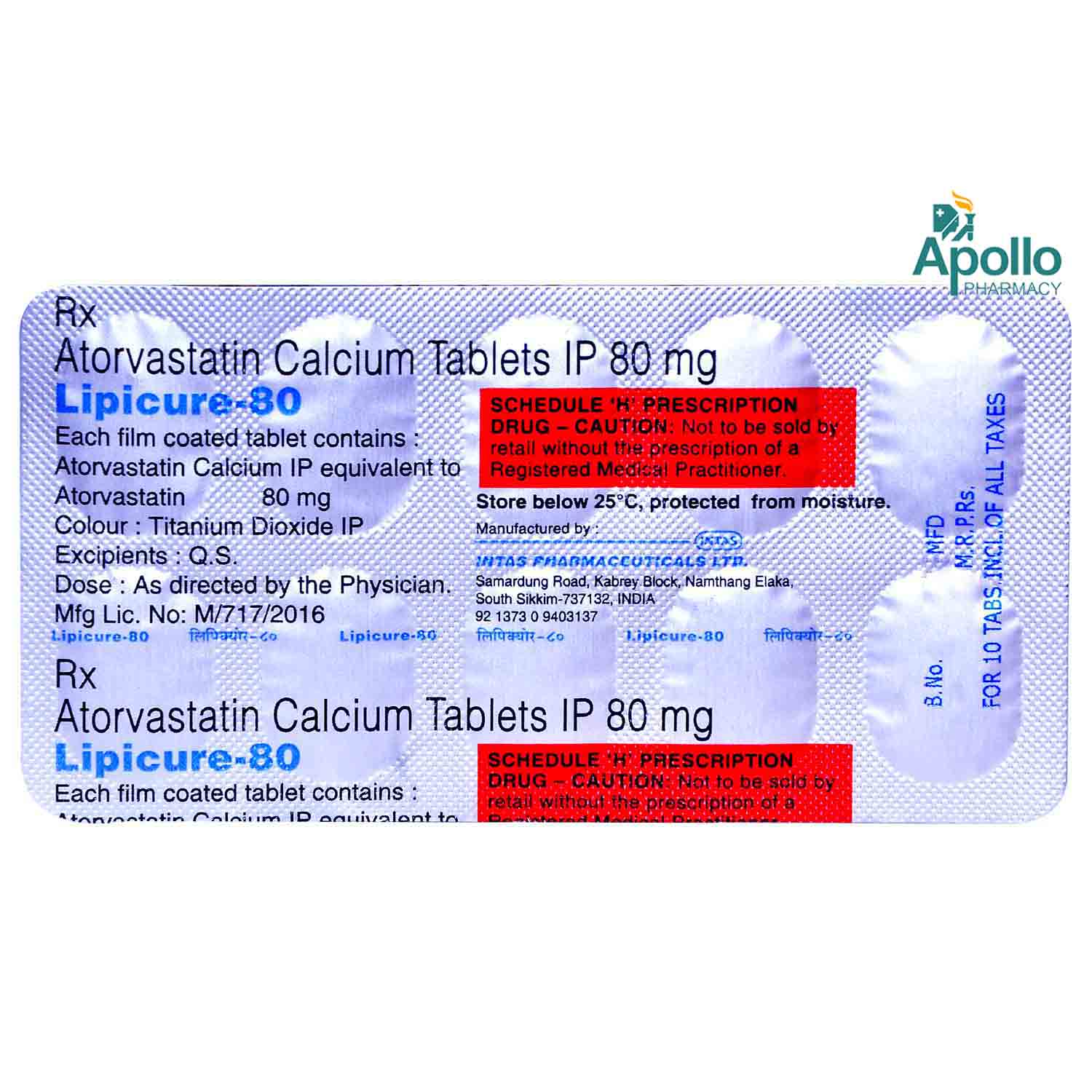 Lipicure-80 Tablet 10's Price, Uses, Side Effects, Composition - Apollo ...