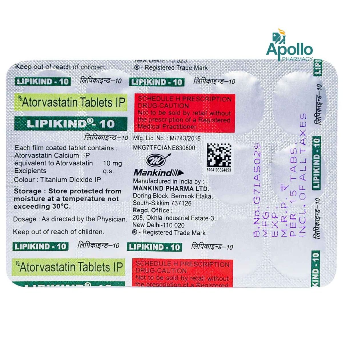 Lipikind 10 Tablet 15's Price, Uses, Side Effects, Composition - Apollo ...