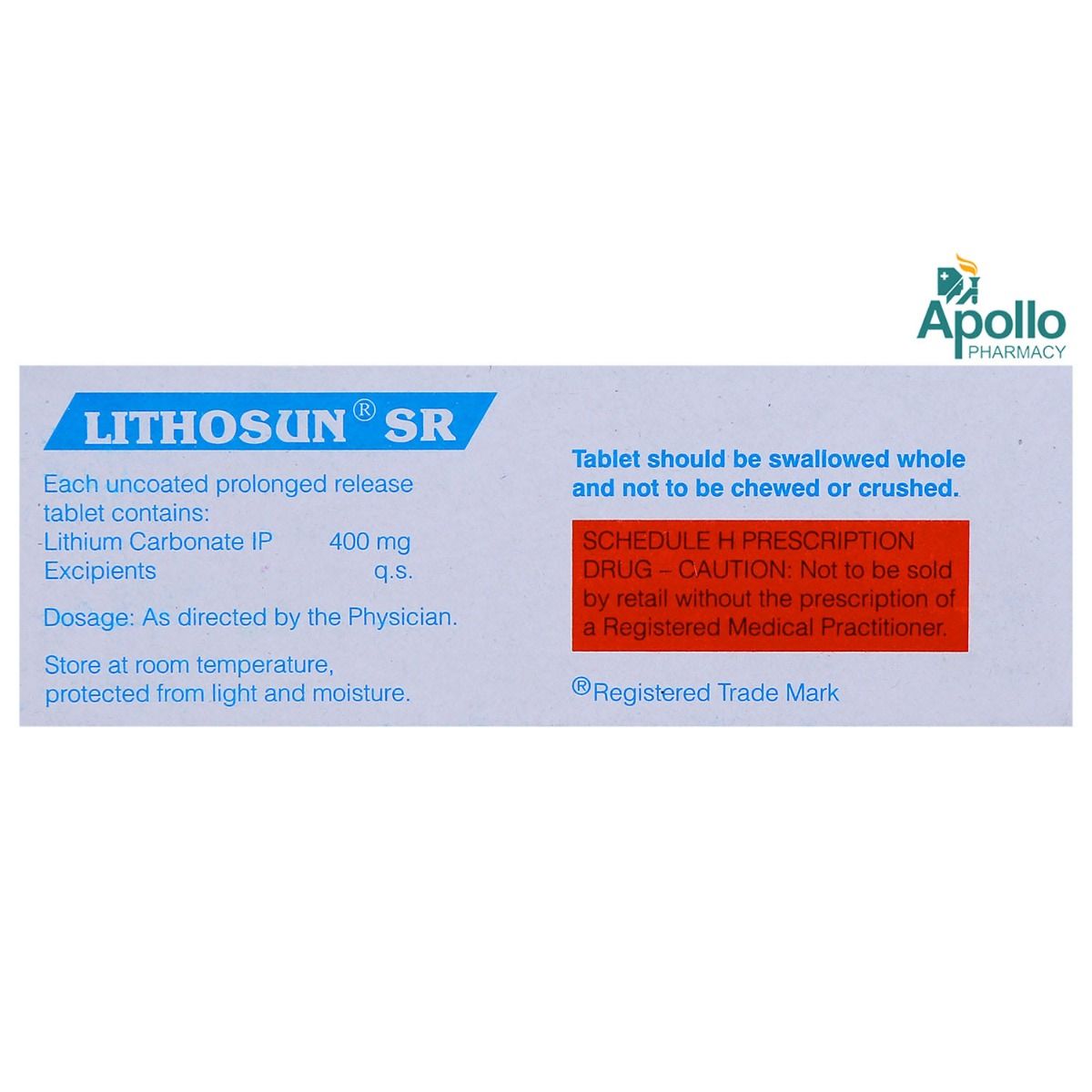 Lithosun SR Tablet 10's Price, Uses, Side Effects, Composition - Apollo ...