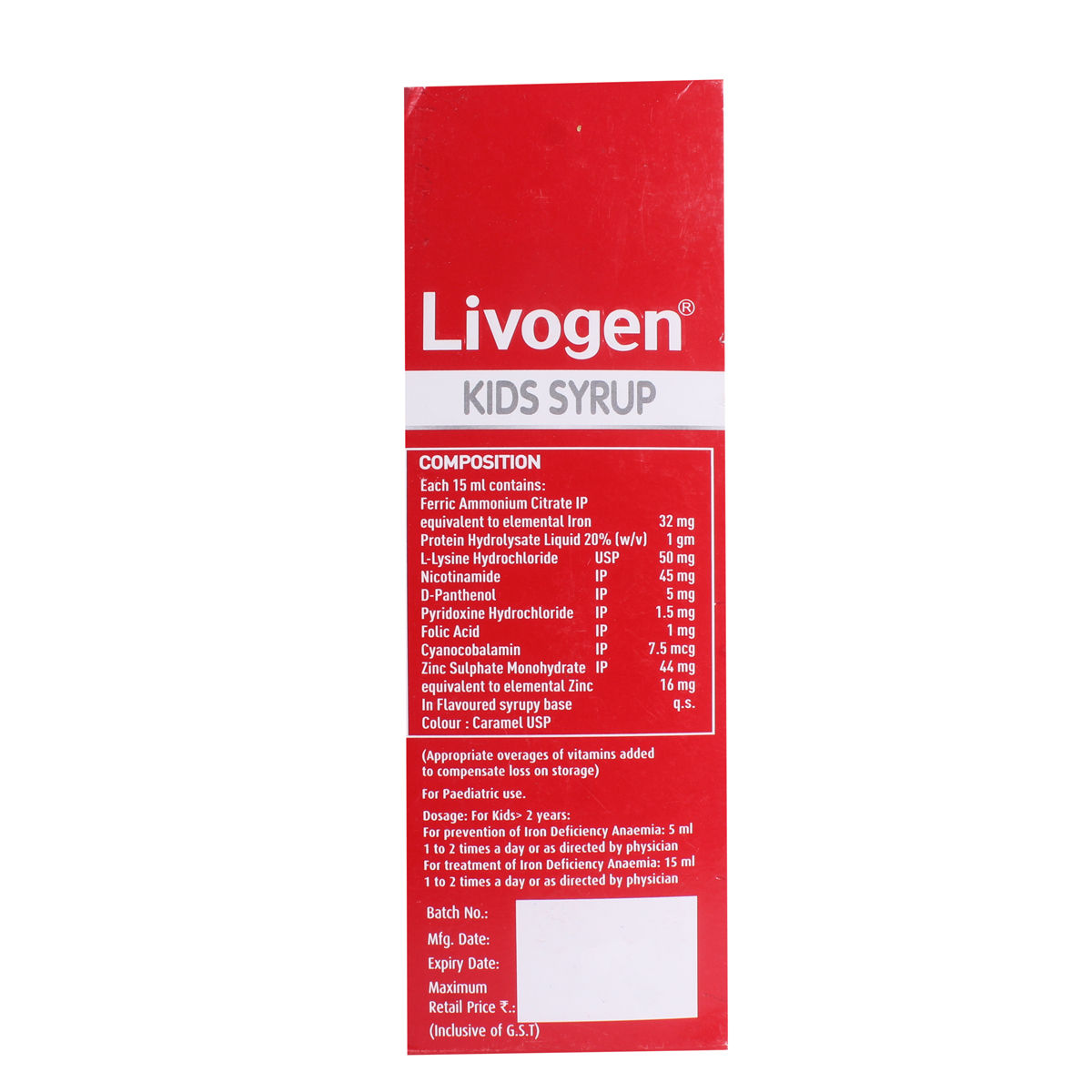Livogen Kids Syrup 200 ml Price, Uses, Side Effects, Composition ...