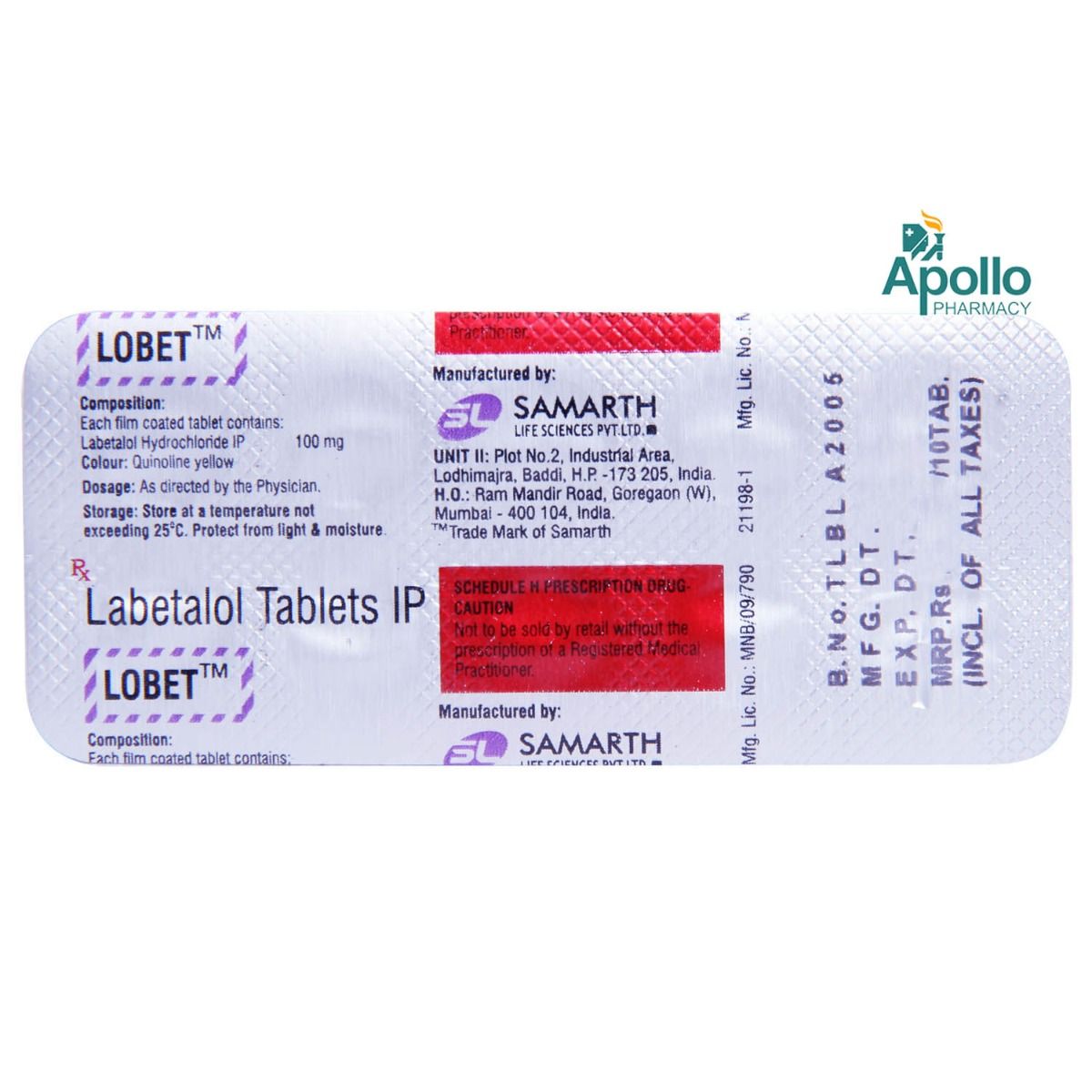 Lobet 100 mg Tablet 10's Price, Uses, Side Effects, Composition ...