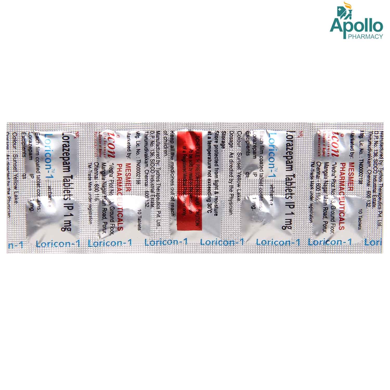 LORICON 1MG TABLET Price, Uses, Side Effects, Composition - Apollo Pharmacy