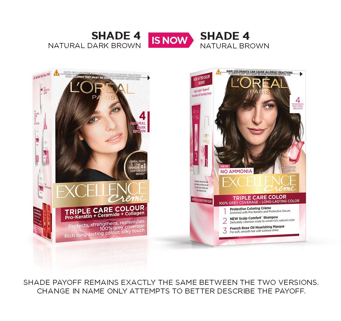 L'Oreal Paris Excellence 4 Natural Brown Creme Hair Color, 1 Kit Price ...