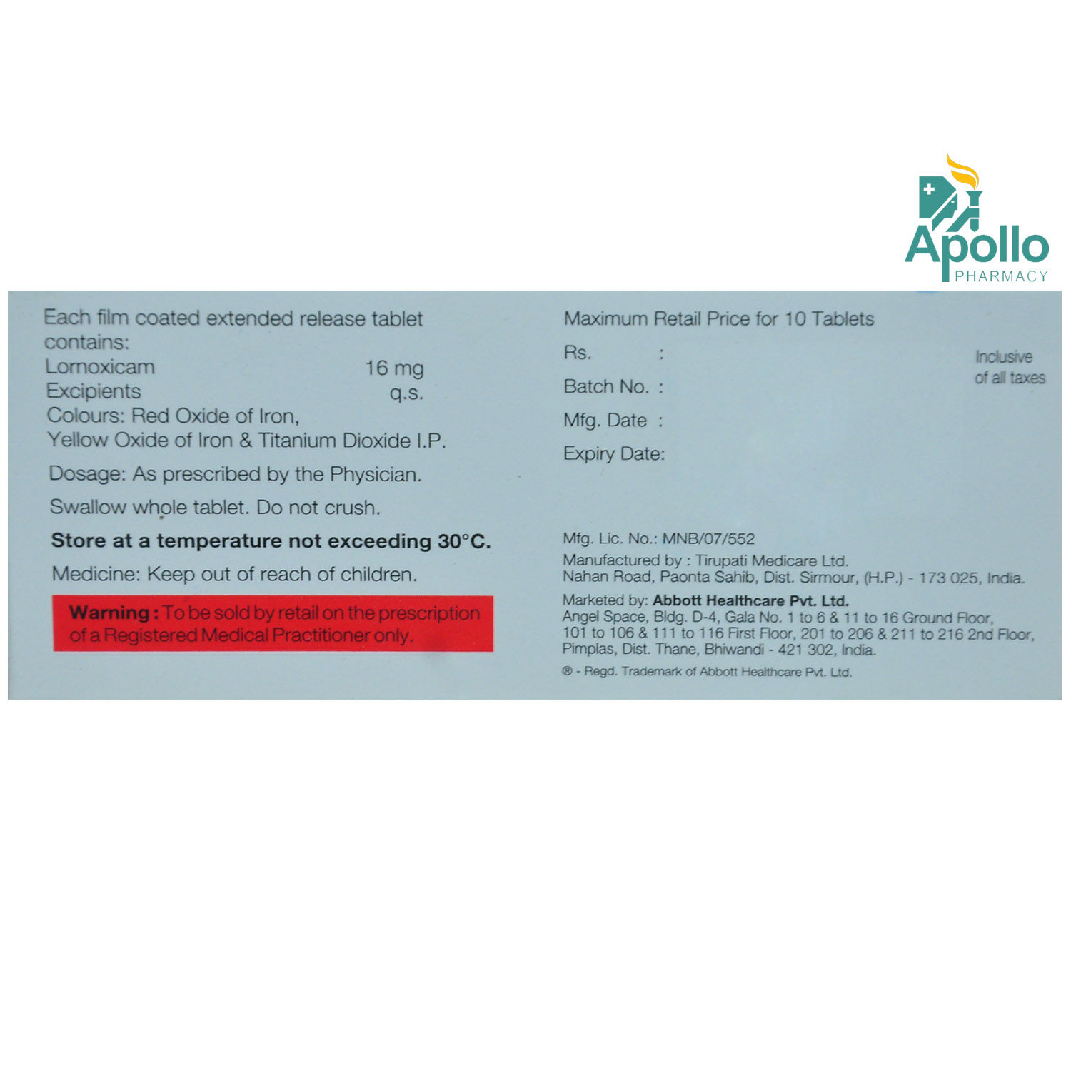 Lorsaid OD Tablet 10's Price, Uses, Side Effects, Composition - Apollo ...