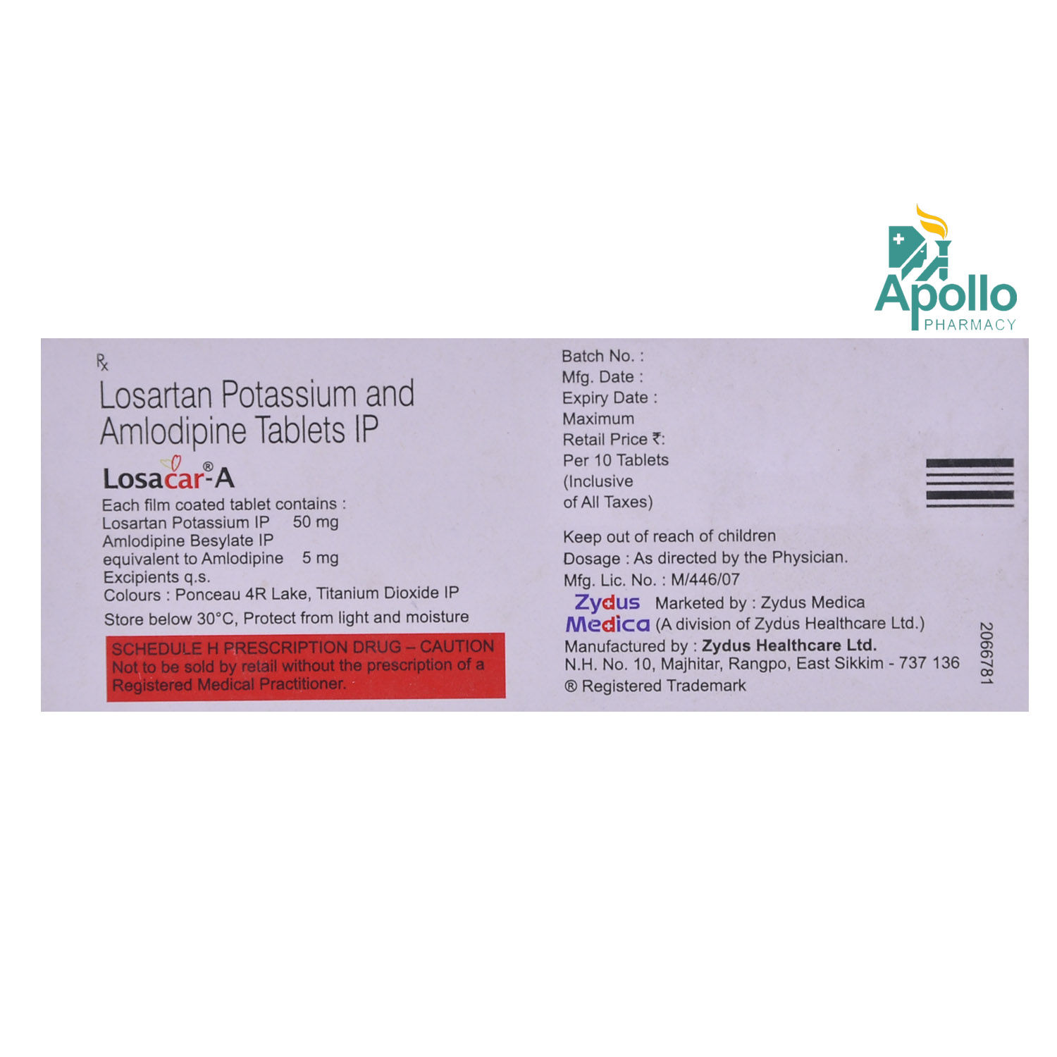 Losacar A Tablet 10's Price, Uses, Side Effects, Composition - Apollo ...