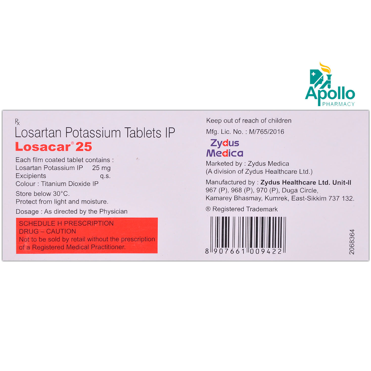 Losacar 25mg Tablet 15s Price, Uses, Side Effects, Composition - Apollo ...