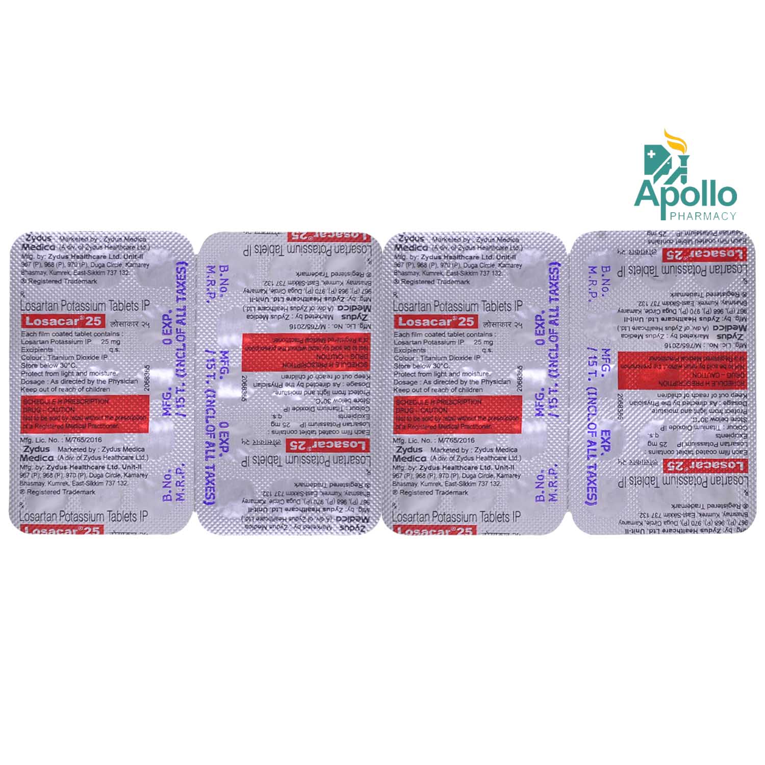 Losacar 25mg Tablet 15s Price, Uses, Side Effects, Composition - Apollo ...