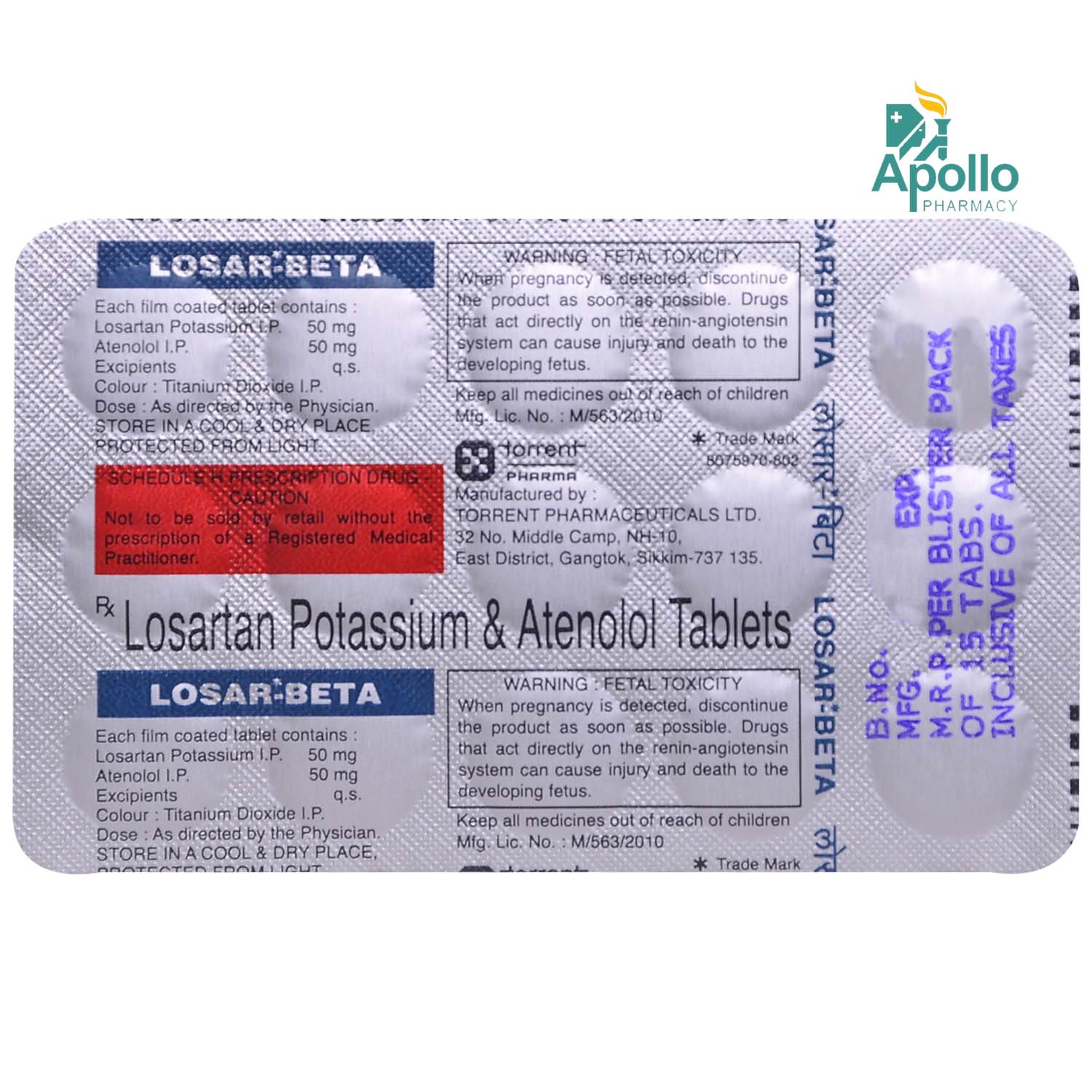 Losar-Beta Tablet 15's Price, Uses, Side Effects, Composition - Apollo ...