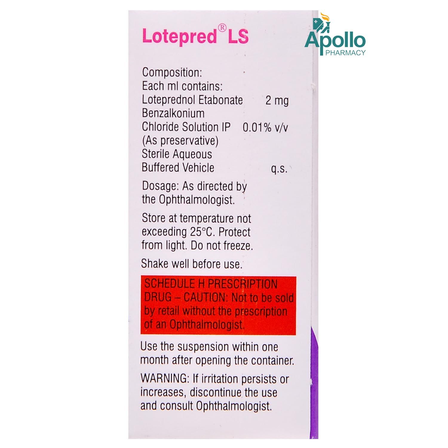Lotepred LS Eye Drops 5 ml Price, Uses, Side Effects, Composition ...