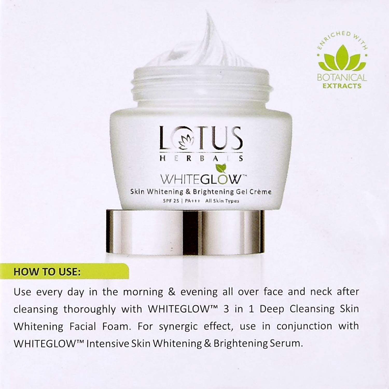 Lotus Herbals Whiteglow Skin Whitening & Brightening Gel Cream SPF 25 ...