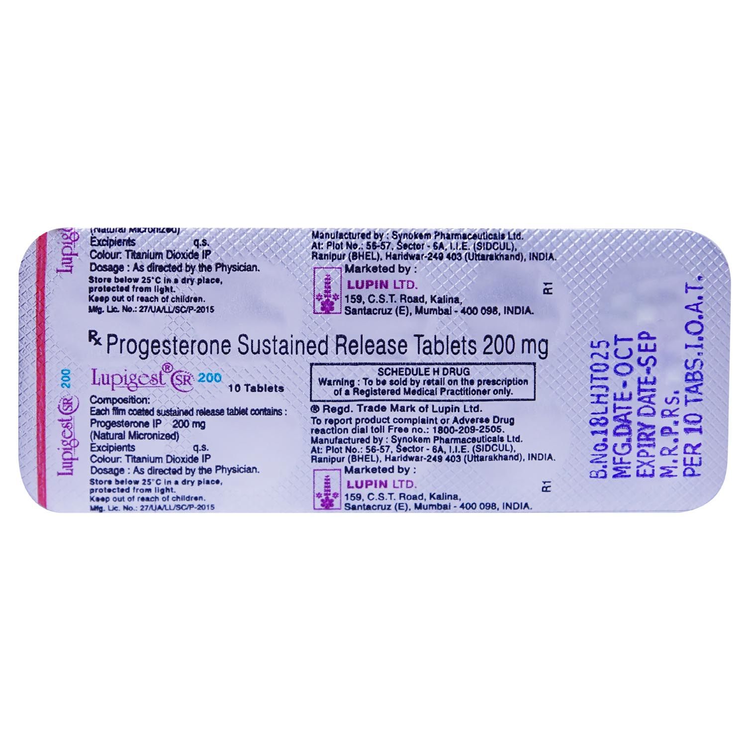 Lupigest SR 200 Tablet 10's Price, Uses, Side Effects, Composition ...
