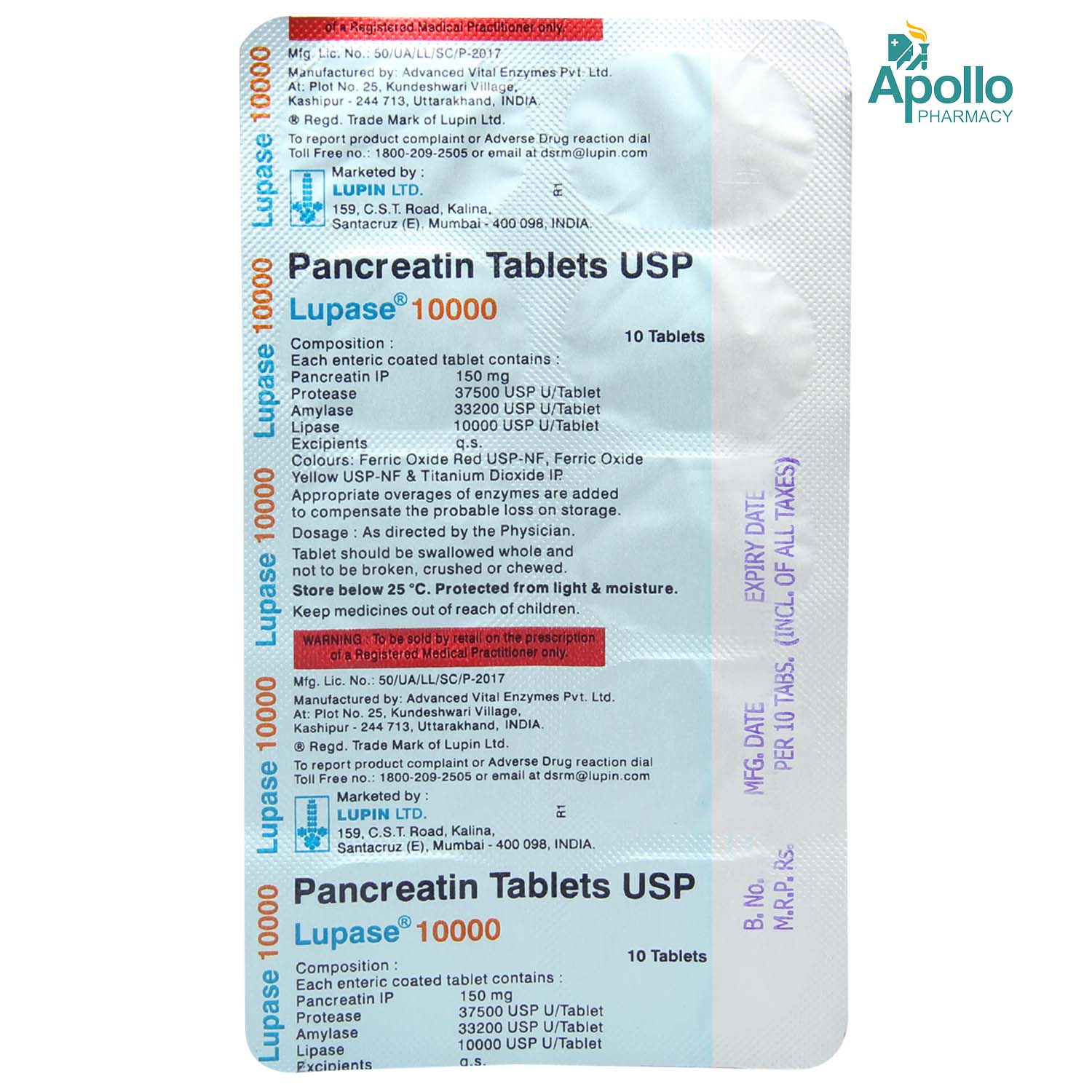 Lupase 10000 Tablet 10's Price, Uses, Side Effects, Composition ...