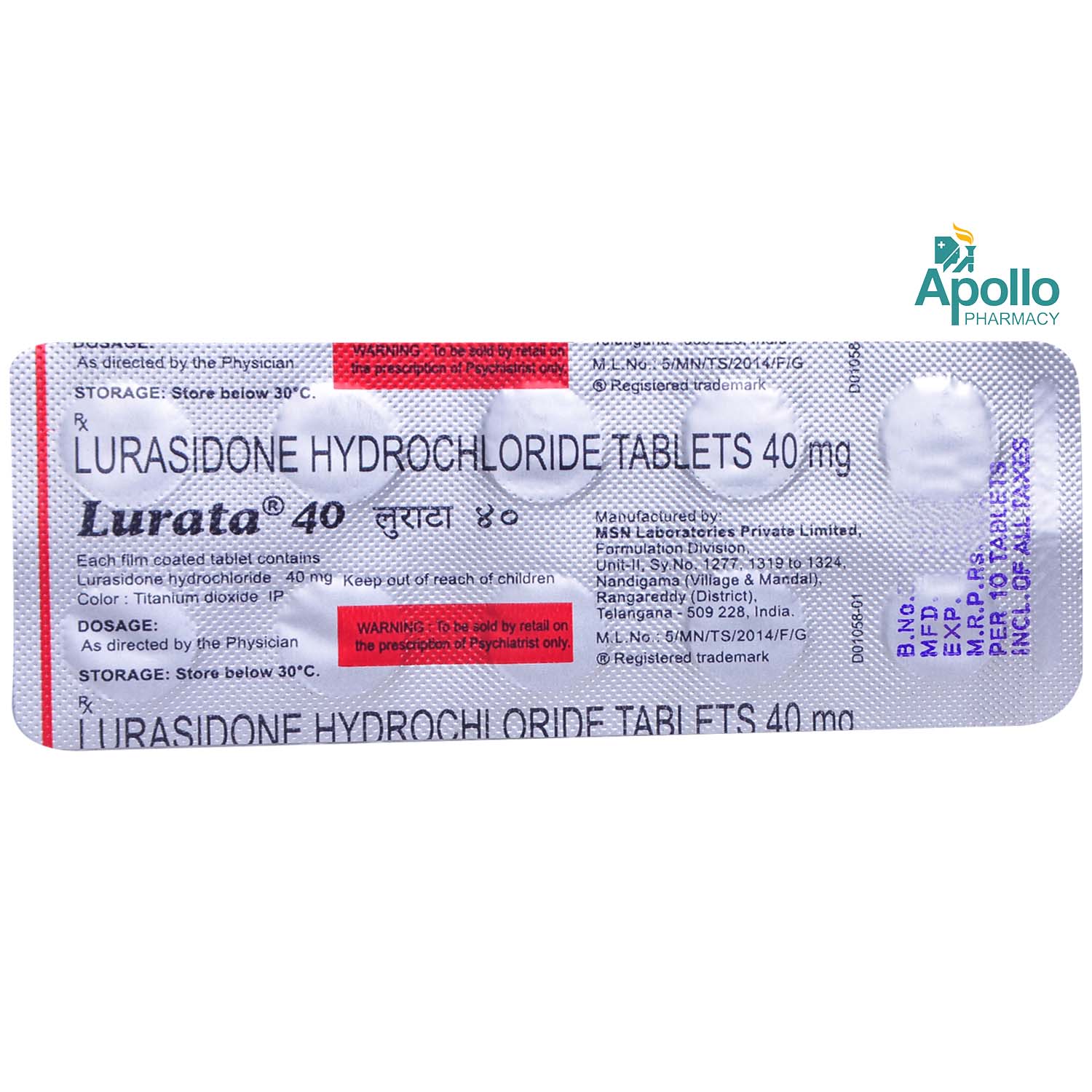 Lurata 40 Tablet 10's Price, Uses, Side Effects, Composition - Apollo ...