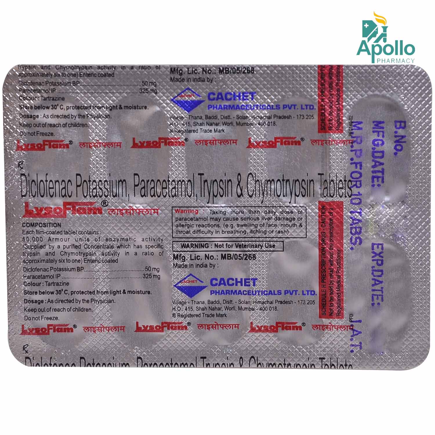 Lysoflam Tablet 10's Price, Uses, Side Effects, Composition - Apollo ...