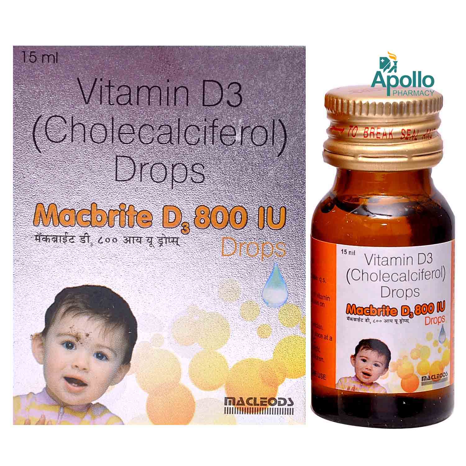 Macbrite D3 800 IU Drops 15 ml Price, Uses, Side Effects, Composition ...