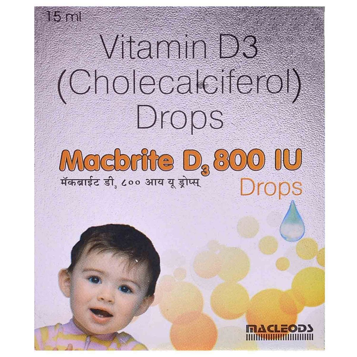 Macbrite D3 800 IU Drops 15 ml Price, Uses, Side Effects, Composition - Apollo Pharmacy