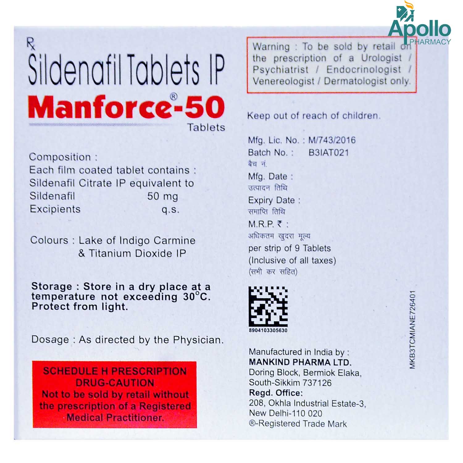 Manforce 50 Tablet 9's Price, Uses, Side Effects, Composition - Apollo ...
