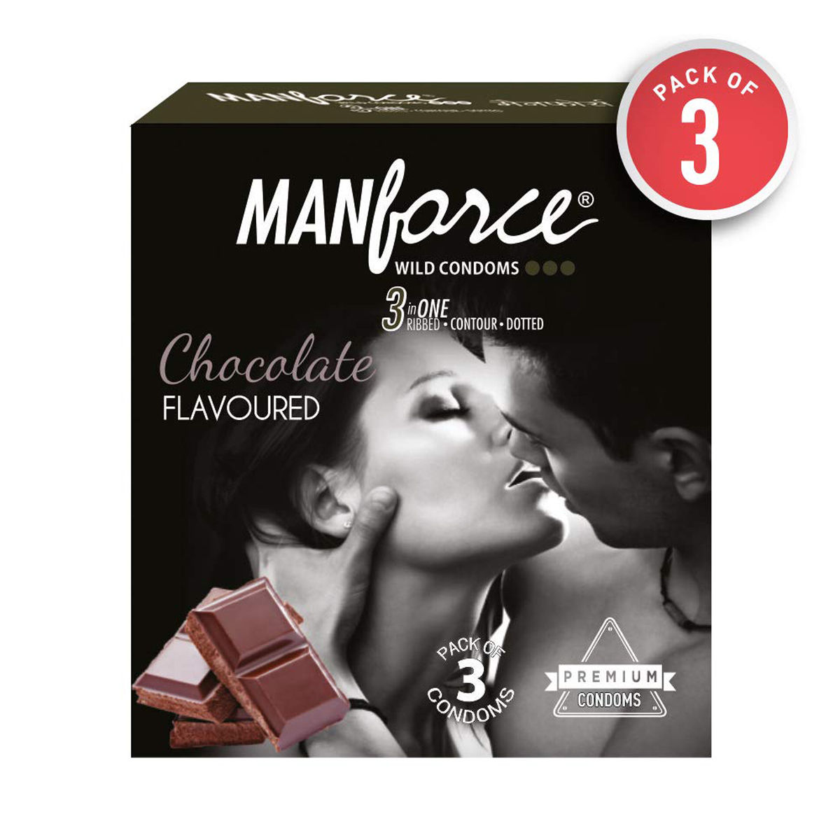 Manforce Chocolate Flavoured Premium Condoms, 3 Count Price, Uses, Side ...