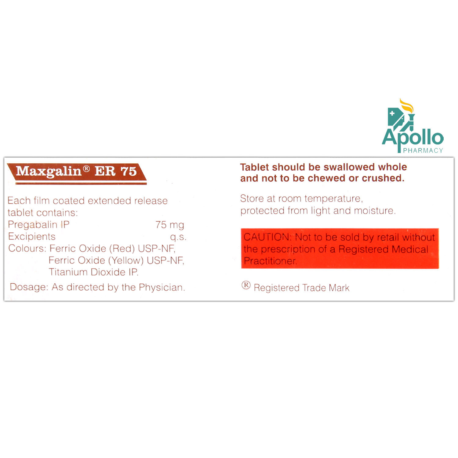 Maxgalin ER 75 Tablet 10's Price, Uses, Side Effects, Composition ...