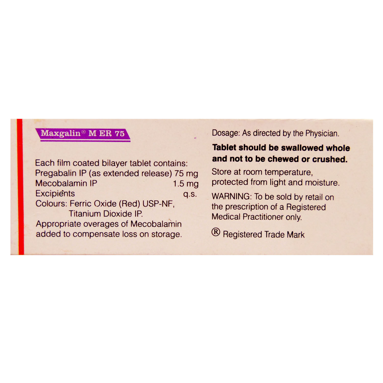 Maxgalin M ER 75 Tablet 10's Price, Uses, Side Effects, Composition ...